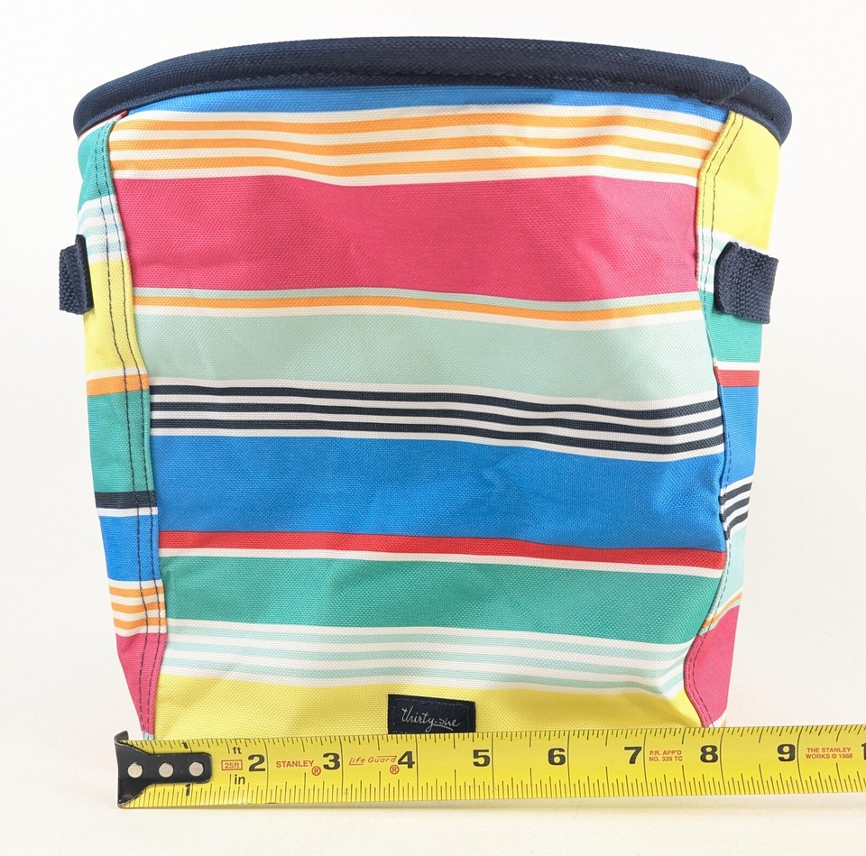 Thirty-One Mini Storage Bin Basket Round Organizer 31 Gift - Stripes | eBay