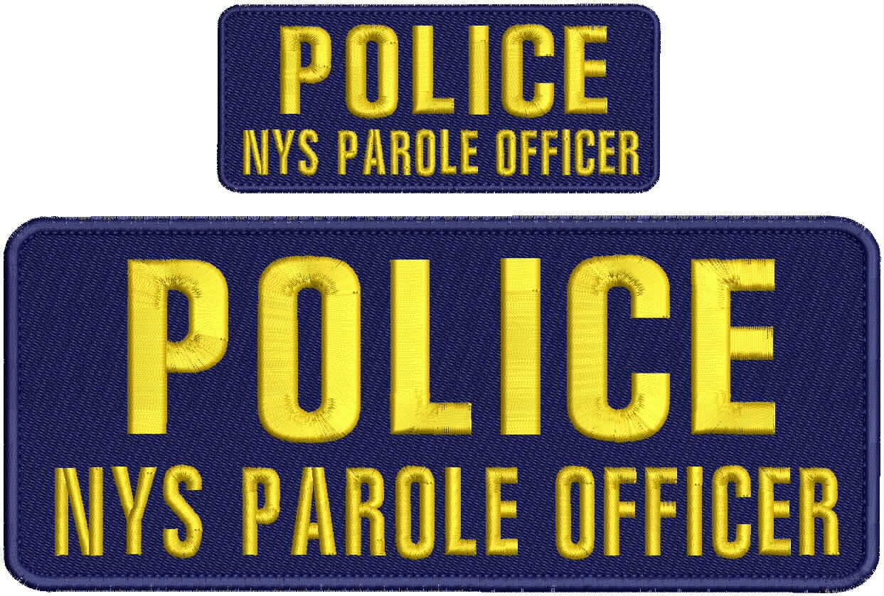 POLICE NYS PAROLE OFFICER embroidery patches 4x10 and 2x4 hook gold ...