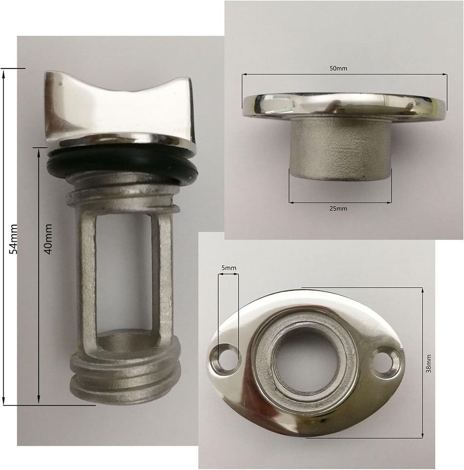 2X Marine Drain Plug Stainless Boat Drain Plug Kit Oval w/ Waterproof ...