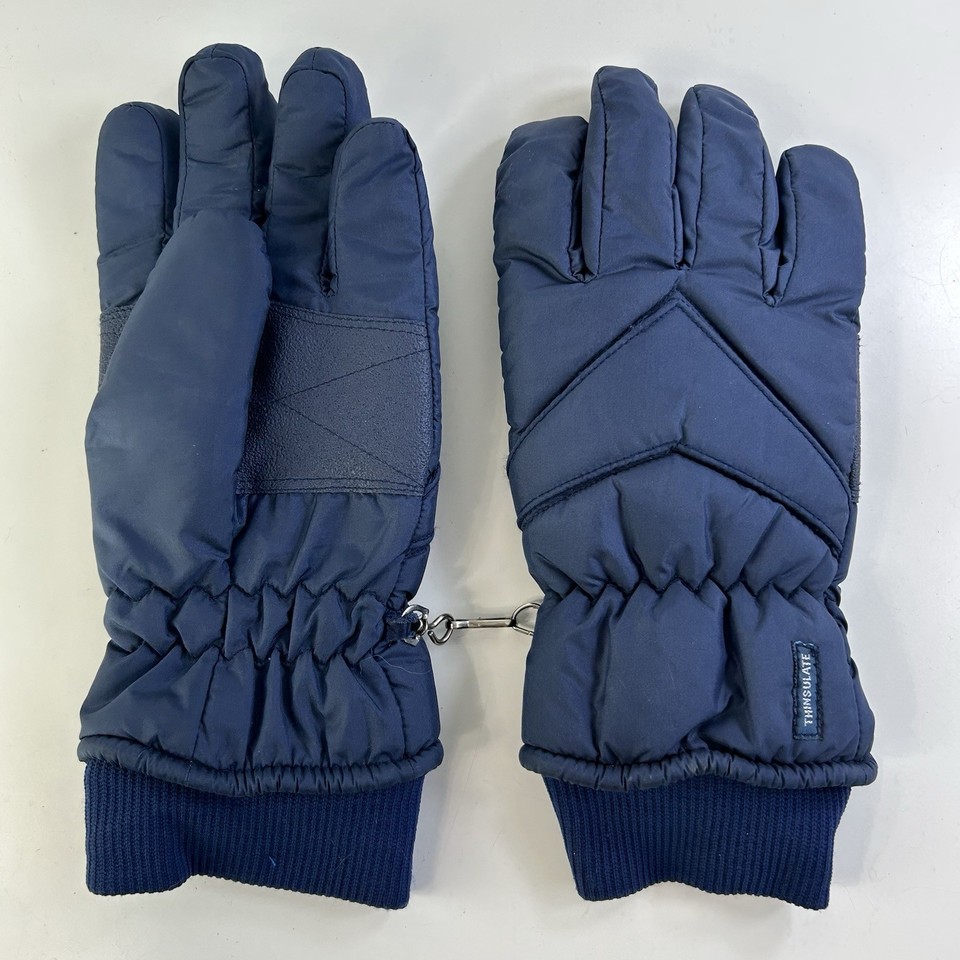 Thinsulate Insulation Gloves Men's Navy Blue Knit Cuffs Fleece Lined ...