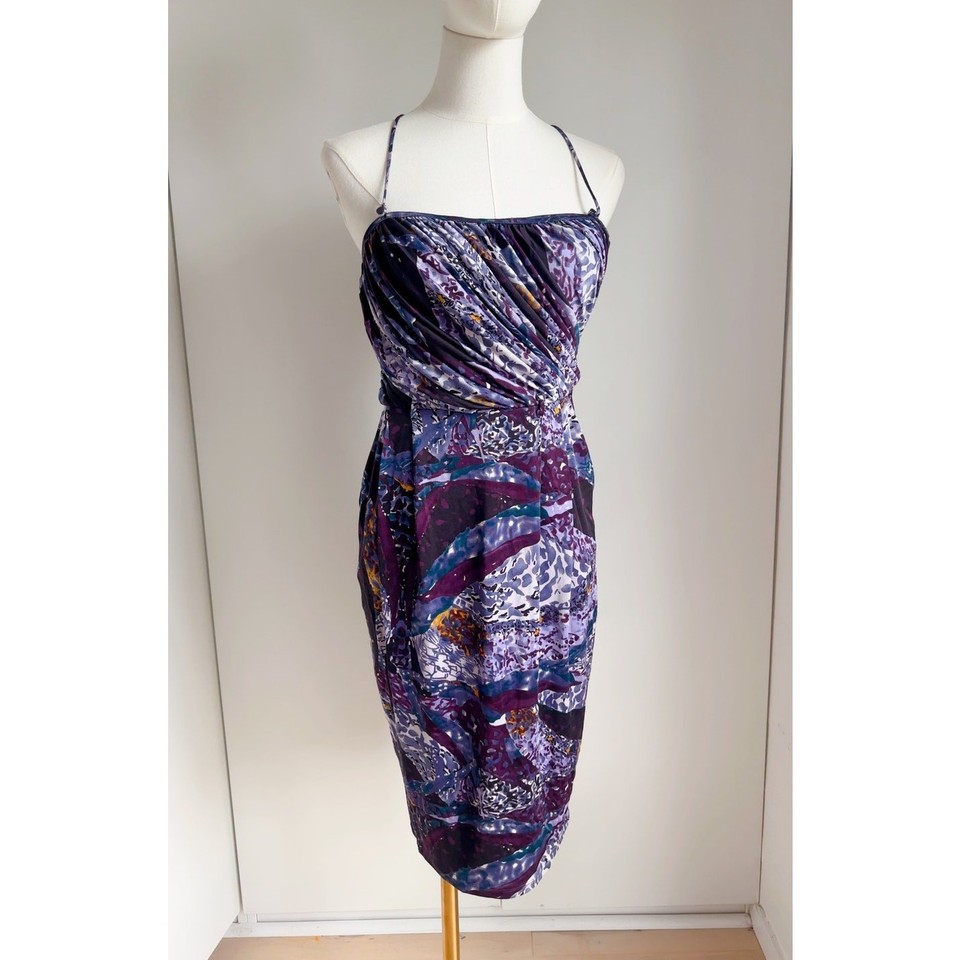 Y2K Catherine Malandrino Designer Dress Abstract Purple Print Size ...