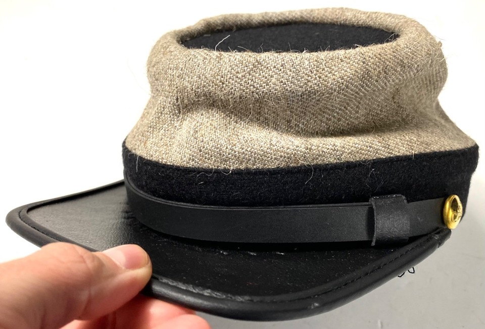 CIVIL WAR CSA CONFEDERATE JEAN WOOL INFANTRY KEPI FORAGE CAP HAT-LARGE ...