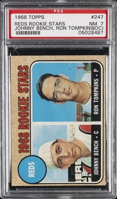 1968 TOPPS JOHNNY BENCH/RON TOMPKINS #247 REDS ROOKIES ROOKIE RC PSA 7 ...