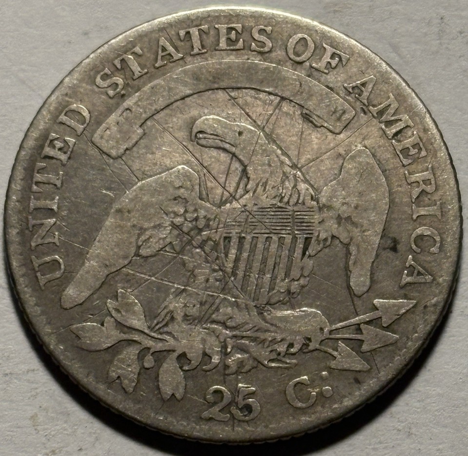 1819 Capped Bust Quarter Large Size, Small 9 — Circulated Details ...