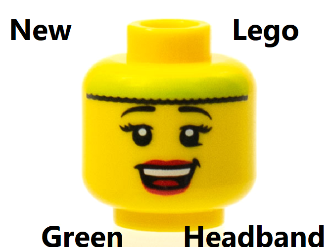 Lego Girl Head Red Lipstick Pupils Teeth Smile Headband Green Yellow ...