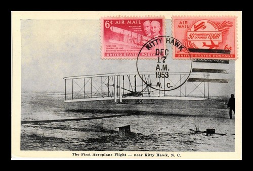 US POSTCARD WRIGHT BROTHERS FIRST AEROPLANE FLIGHT KITTY HAWK NORTH ...
