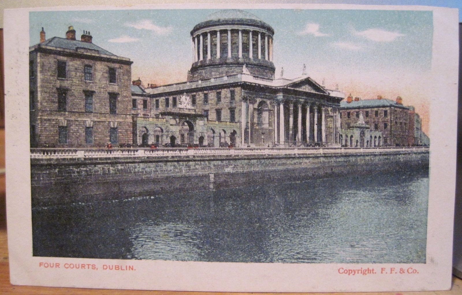 Irish Postcard FOUR COURTS Dublin Ireland FF Steamer SS Bavarian ...