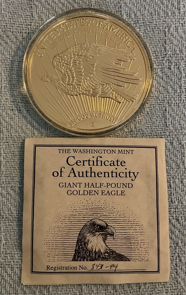 1997 Washington Mint Giant Half Pound Golden Eagle : 8 Troy OZ .999 Silver. | eBay