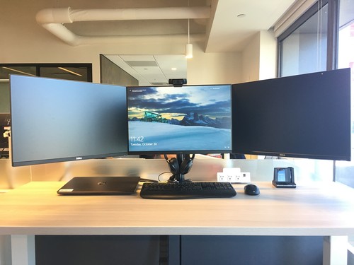 Ergotech Triple LCD Monitor Desk Stand With Desk Clamp and Telescoping ...