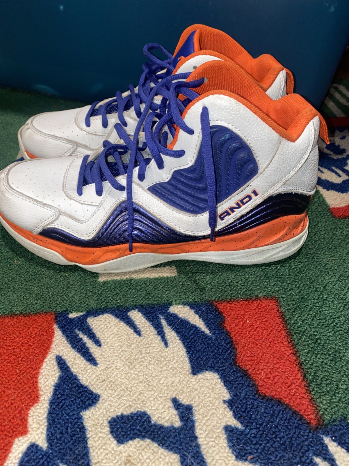 And1 Maverick Basketball Shoe White Blue Orange Men's… - Gem