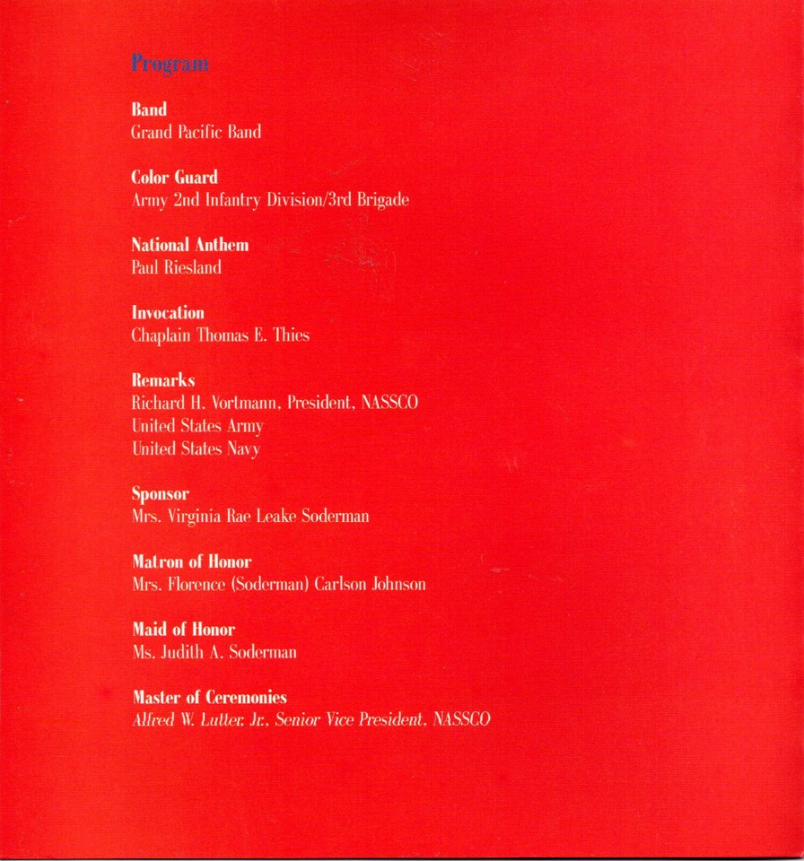 USNS Soderman T-AKR 317 Naming Ceremony program 1997 (MOH recepient) | eBay