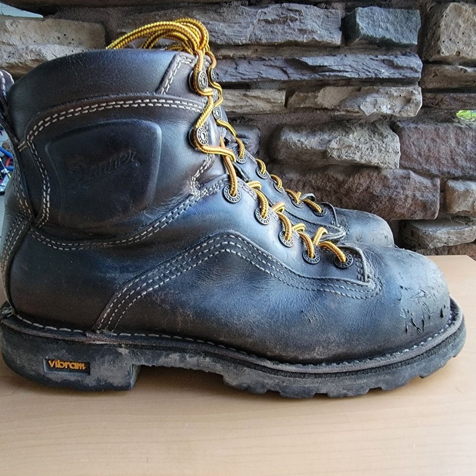 Danner Mens Quarry 8" Black Leather Work Boots Vibram Sole Size 8 | eBay
