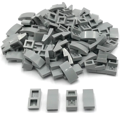 Lego 100 New Light Bluish Gray Slope Curved 2 x 1 x 2/3 Sloped Pieces ...