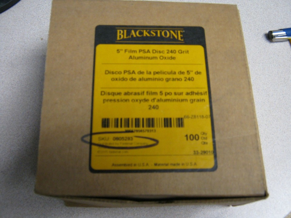 5"Dia 240-Grit Fine Blue Aluminum Oxide Blackstone® Open PSA Sanding ...