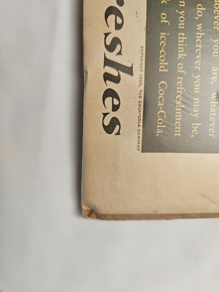 1939 Orginal Print In Wrap The drink everybody knows … The pause that refreshes” | eBay