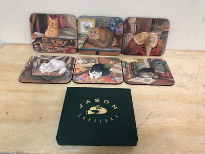 JASON COASTERS CATS KINGDOM - 6 Coasters mfg. in New Zealand w/ box | eBay