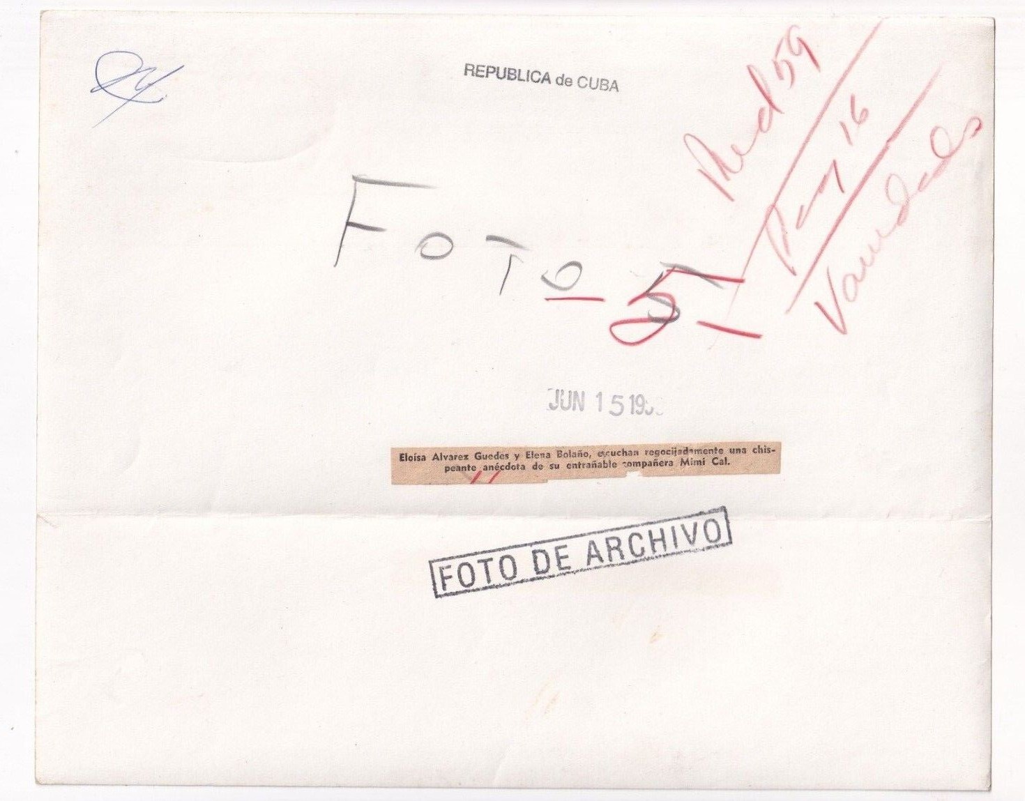 ACTRESSES ELOISA ALVAREZ GUEDES ELENA BOLAÑO MIMI CAL CUBA 1956 Photo Y ...