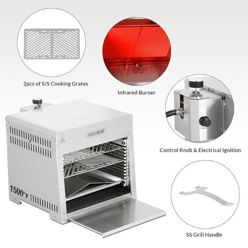 Outdoor Portable Infrared Propane Gas Grill, Tabletop Cooking Steak ...