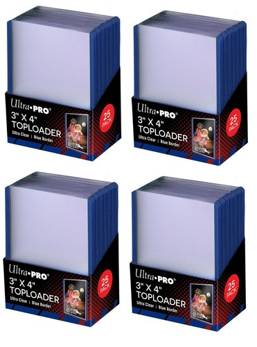 100 x Ultra PRO Regular BLUE 35pt Card Toploaders Holder 4 Packs of 25 ...