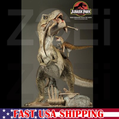 NIB Sideshow T-Rex vs Velociraptors Diorama Dinosaurs Statue Figure ...