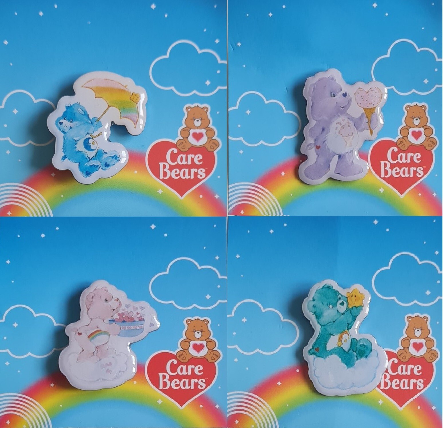 Complete Set of 4 Limited Edition Care Bears Pin Badges ~ J D ...
