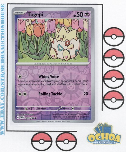 Pokemon Scarlet & Violet - Obsidian Flames #83 Togepi Reverse Holo (NM ...