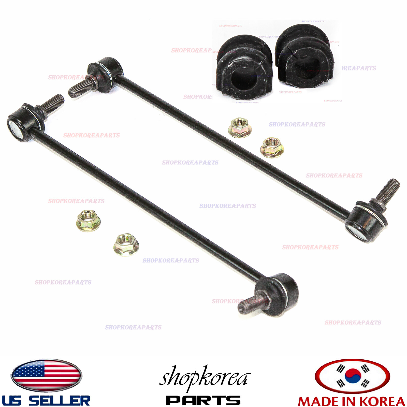4pcs FRONT STABILIZER LINK BAR LEFT + RIGHT + Bushing SANTA FE VERACRUZ ...