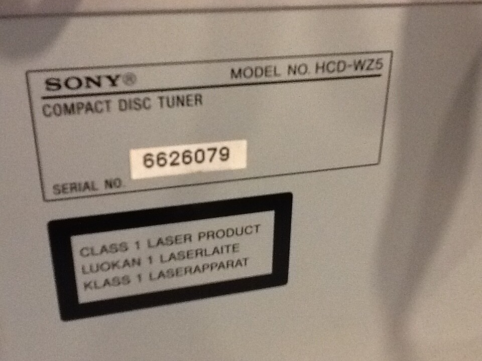 Sony HCD-WZ5 And DXA-WZ5 Compact Disc Tuner And Stereo Cassette ...