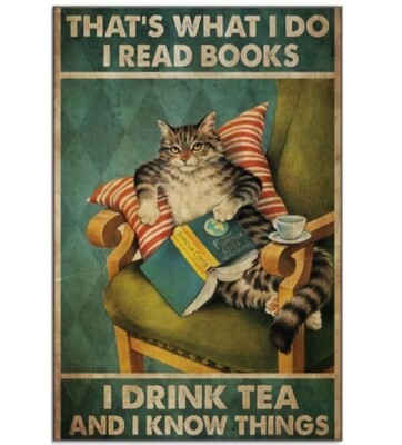 932 - Funny Cat and Book Reader Refrigerator Magnet NICE 4 by 6 inch ...
