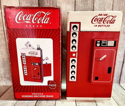 Coca-Cola Collectables l0" Wooden Vending Machine Coin Bank Soda Bottle ...