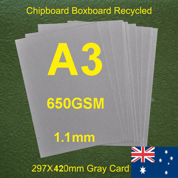 60 X A3 Chipboard Boxboard Cardboard Recycled Gray Cards 650gsm 1.1mm ...