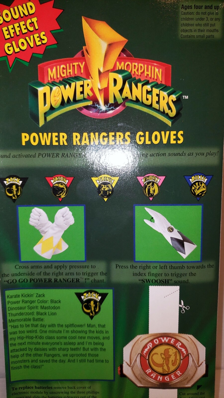 Vtg+1994+Mighty+Morphin+Power+Rangers+Sound+Effects+Gloves+Yellow+Trini ...