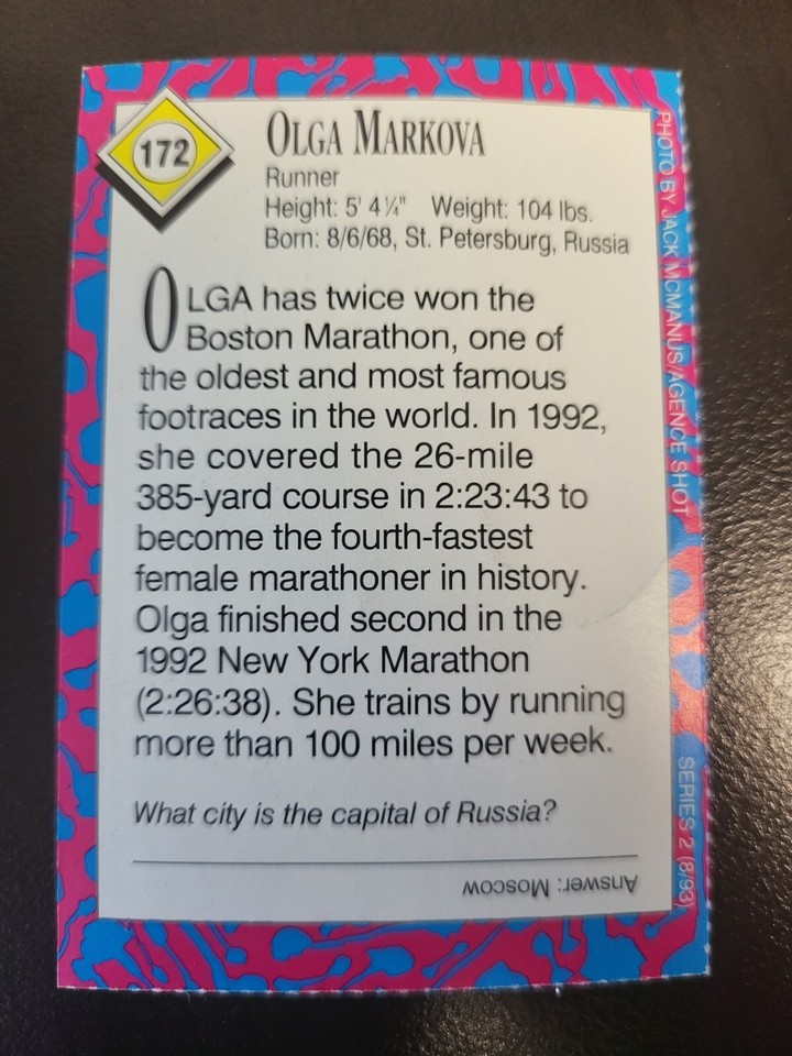 1993 Sports Illustrated Si for Kids track Olga Markova runner RC card #172 | eBay