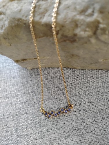 8 Stone Blue Sapphire Color Necklace - September Birthstone 16" | eBay UK