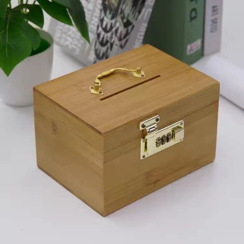 Vintage Style Treasure Storage Box with Combination Lock Money Saving ...