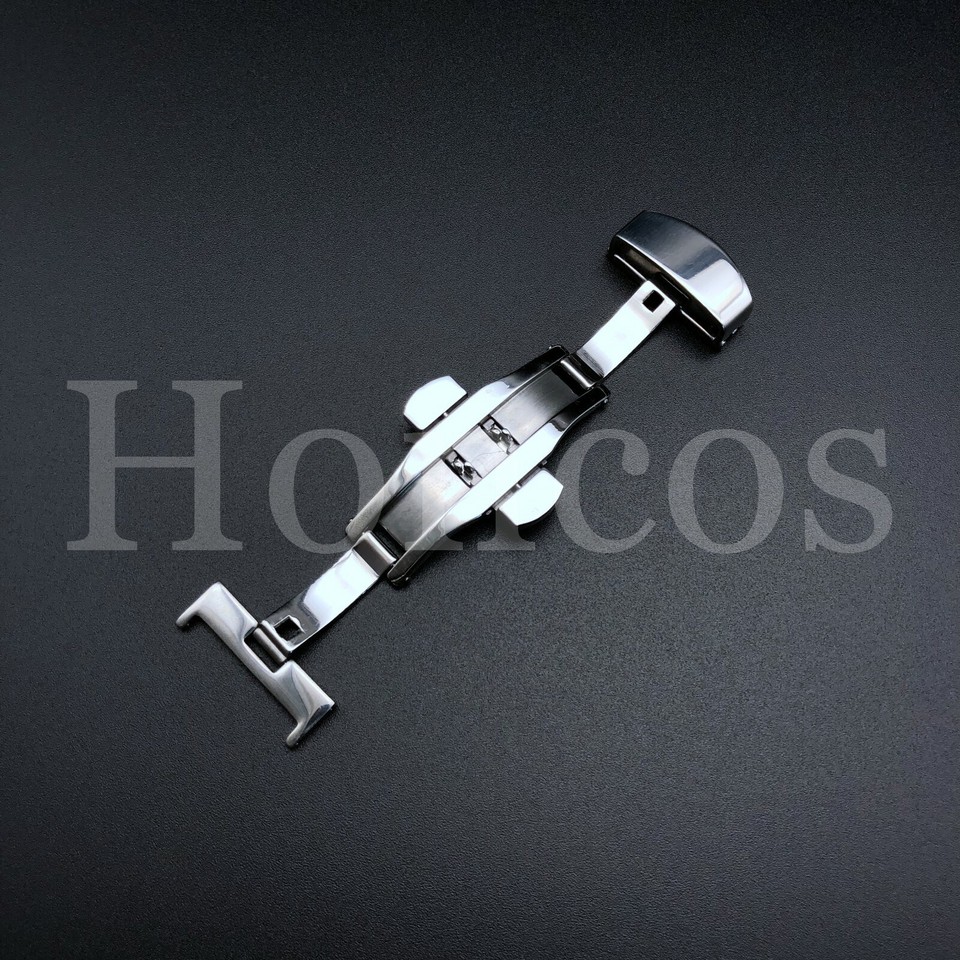 20MM BUTTERFLY LEATHER WATCH BAND DEPLOYMENT BUCKLE CLASP PUSH BUTTON ...