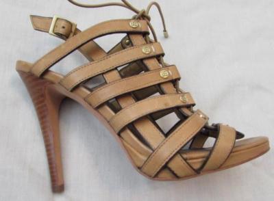 BCBG MAX AZRIA womens 6 36 tan caged leather open toe shoes heels | eBay