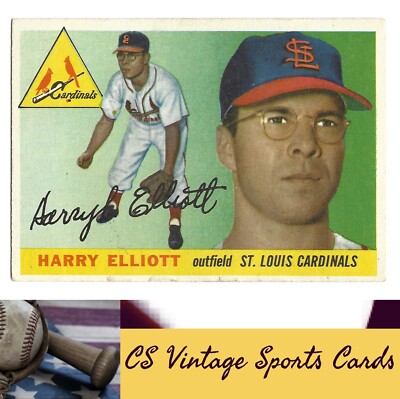 1955 Topps #137a Harry Elliott Full last line of bio ROOKIE | eBay