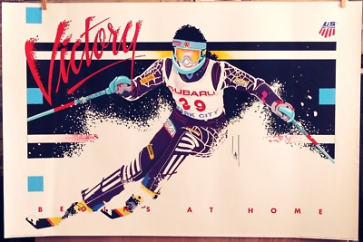 1991 US Olympic Ski Team VICTORY Poster PARK CITY UTAH -SUBARU Official ...