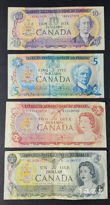 Set of Canada Banknote 1971 - 1979 Rare Old Canadian Paper Money $1 $2 ...