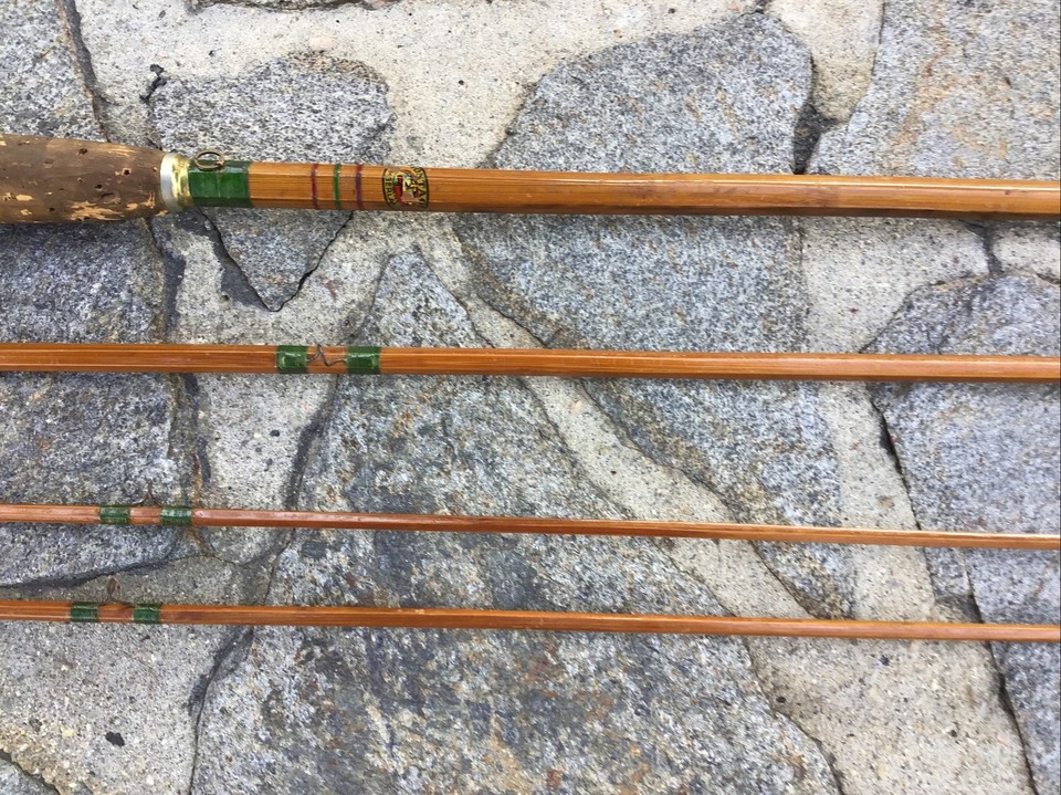 Montague TIMERLAKE 9’0” Split Bamboo Fly Rod XTRA TIP with GREEN REEL ...
