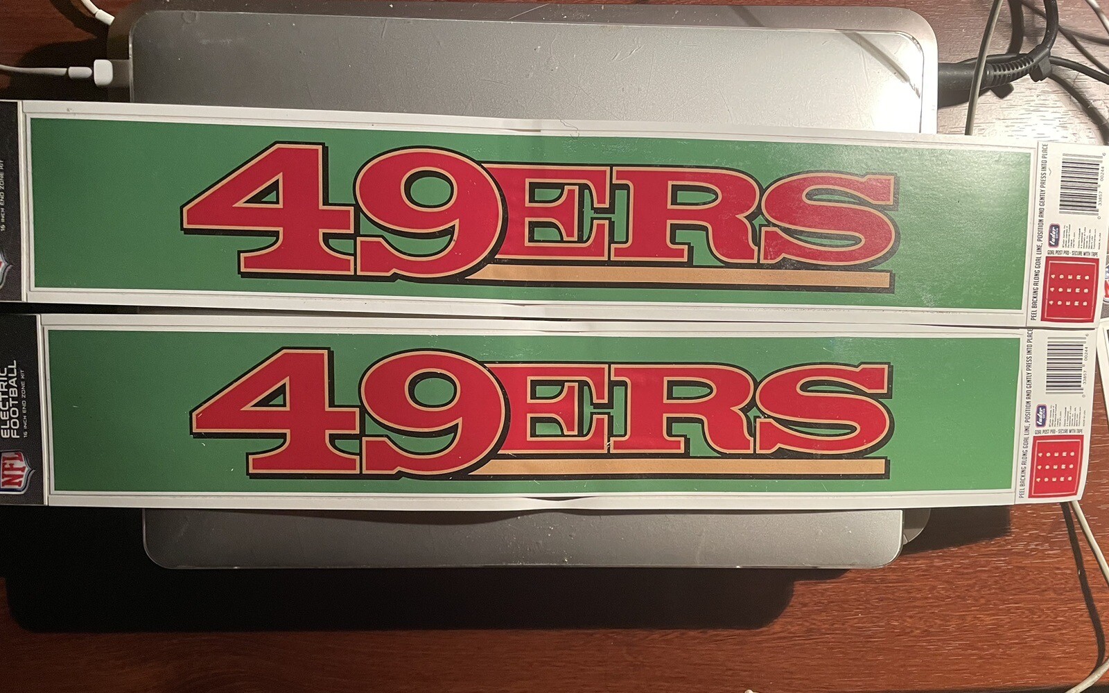 Tudor Electric Football SF 49ers End Zone Stickers Vtg. 16 In. Set Of 2 ...