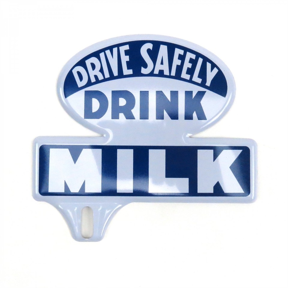 Drink Milk License Plate Topper Fits VW Samba Bus Muscle Cars SBC V8 ...