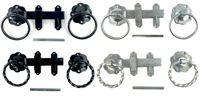 Ring Gate Latch Catch Set 6" / 150mm Twisted Plain Handle Black ...
