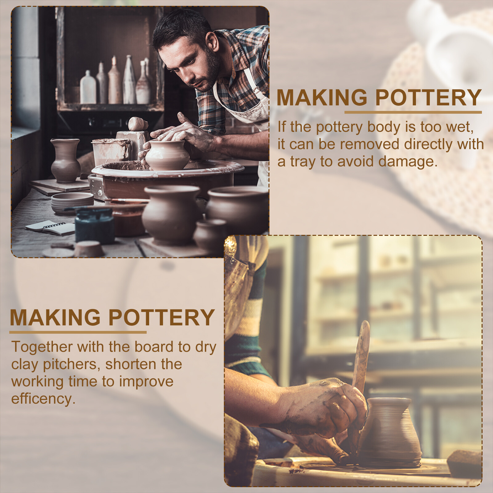 4 Pack 14" Pottery Wheel Bats 1/3" Thick Round Pottery Bat System Pre ...