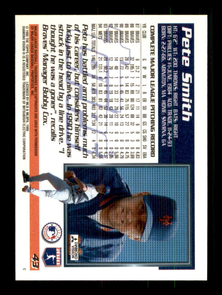 1995 Baseball Topps Pete Smith New York Mets #43 | eBay