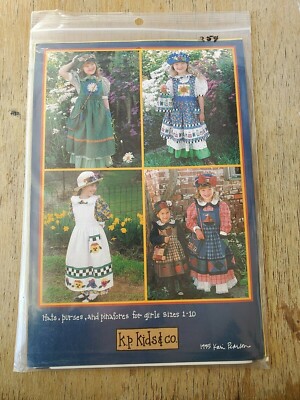KP KIDS & CO GIRLS PINAFORES PURSES HATS DRESS PATTERN SIZE 1-10 FREE ...