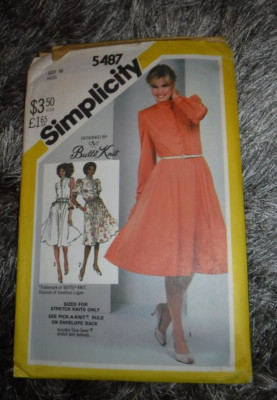 1982 cut, Simplicity 5487 misses' size 10, pullover Dress KNITS ONLY | eBay