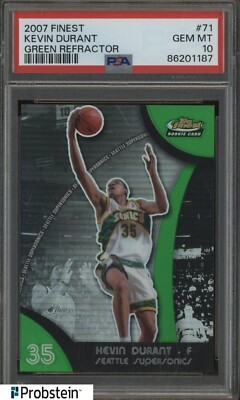 2007 Finest Green Refractor Kevin Durant RC #71 PSA 10 GEM MINT Serial ...