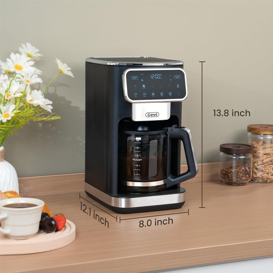 Gevi 12Cup Programmable Drip Coffee Maker with Touch Screen,Fast and ...